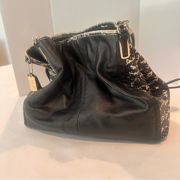 Coach | Bags | Coach Madison Phoebe Black And White Snakeskin Shoulder ...